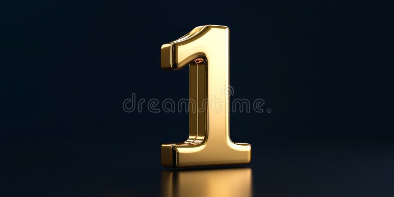 A Stunning 3D Rendering of a Golden Number One Symbolizes Awards and ...
