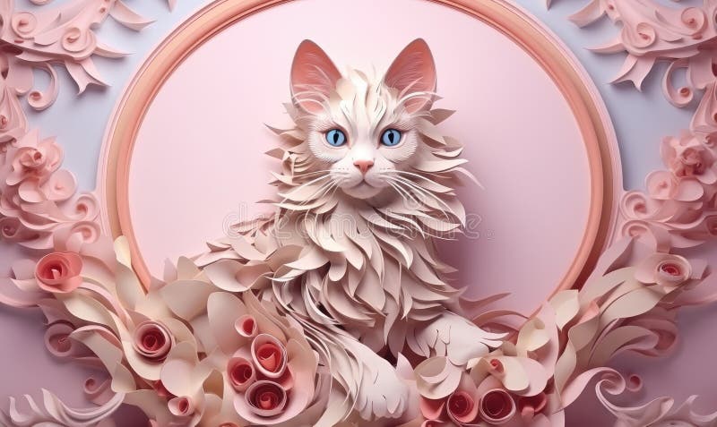 A Stunning 3D Rendering of a Kitty in Rococo Style, Crafted from Hand ...