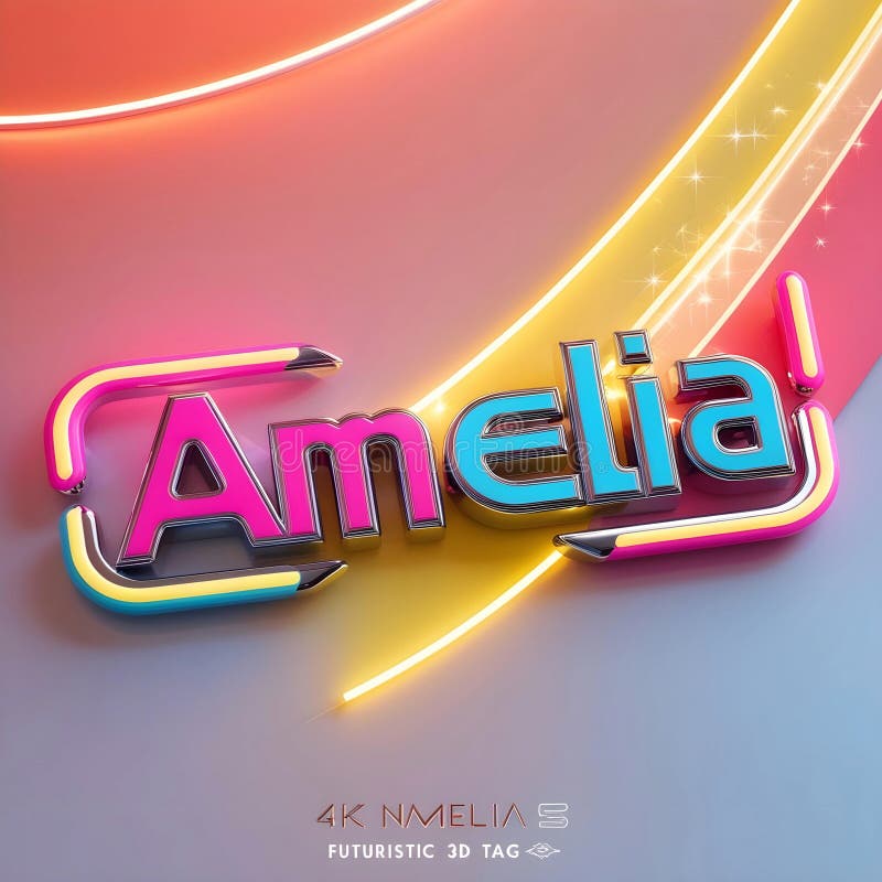 A Sophisticated Display Colorful of the Word Amelia with a Reflective ...