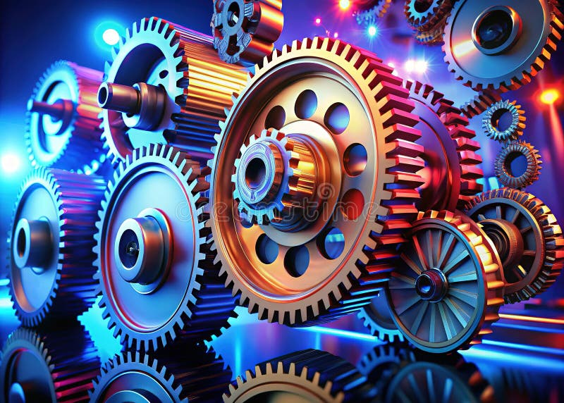Innovative 3DRendered Industrial Gear System a Visual Representation of ...