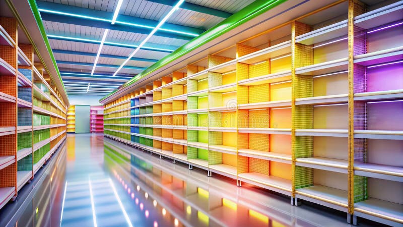 Empty Retail Shelves and Showcase Displays a 3D Rendered Mockup for ...