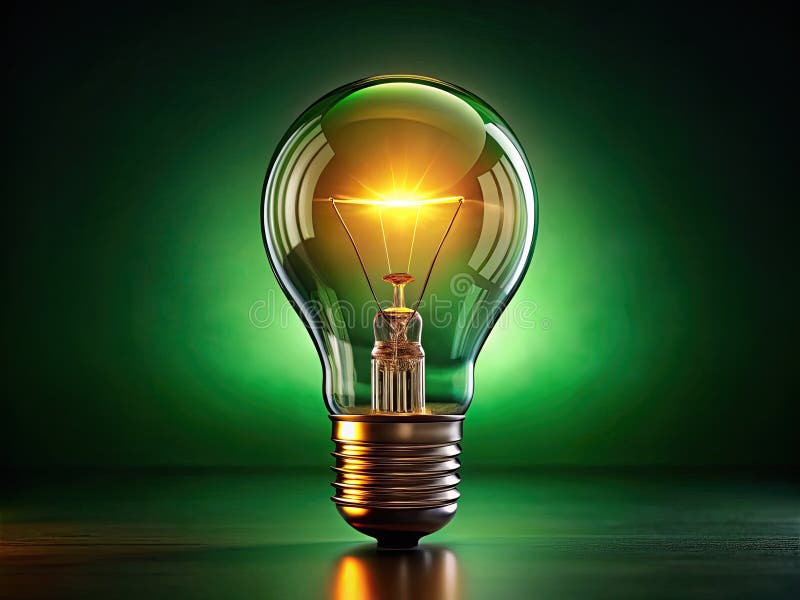 A Glowing Emerald Green Lightbulb Photorealistic 3D Rendering Captures ...