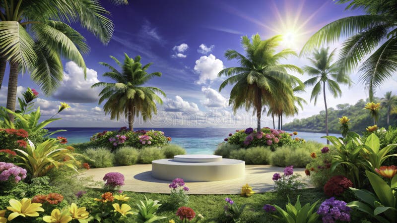 Stunning 3D Tropical Island Podium a Vibrant Background for ...