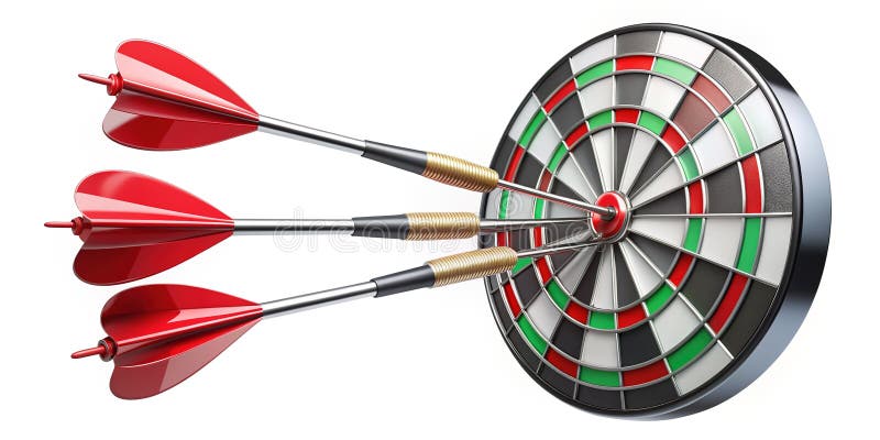 Three Darts Perfectly Hitting the Bullseye a Realistic Vector ...