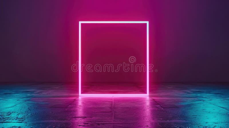 A Stunning 3D Vector Render of a Square Glowing in Pink and Blue ...