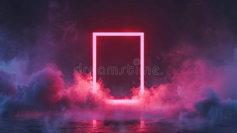 A Stunning 3D Vector Render of a Square Glowing in Pink and Blue ...