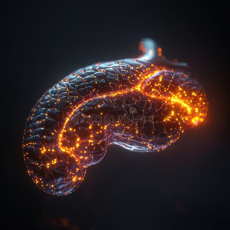Stunning 3D Visualization of a Glowing Brain Showcasing Intricate ...