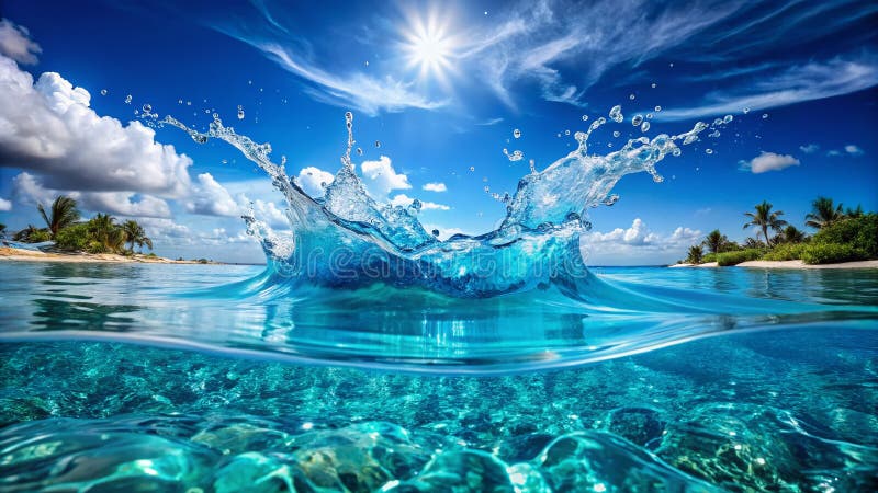 Stunning 3D Visualization of a Powerful Ocean Water Splash Captivating ...