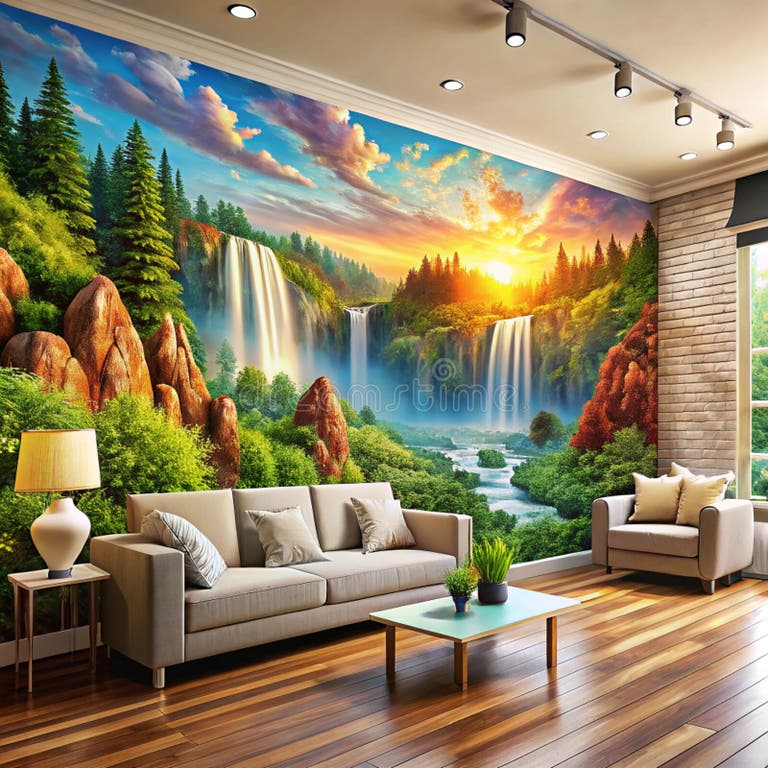 3D Wall Mural Backdrop Design Stock Illustration - Illustration of ...