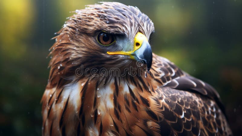 Powerful and Emotive Portraiture of a Rain-soaked Hawk Stock ...