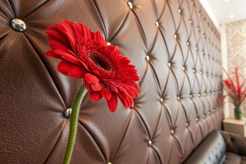3D Wallpaper Red Flower Leather Base Background Stock Illustration ...