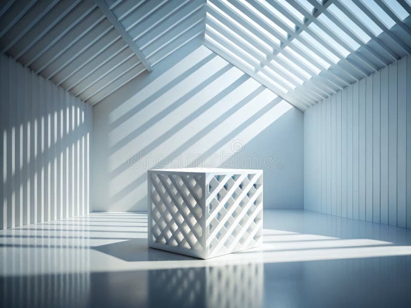 Stunning 3D White Cube Model with Geometric Shadow Effects ...