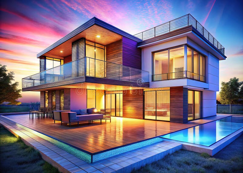 Stunning 3D Wireframe Exterior Design for a Modern Luxury Villa a ...