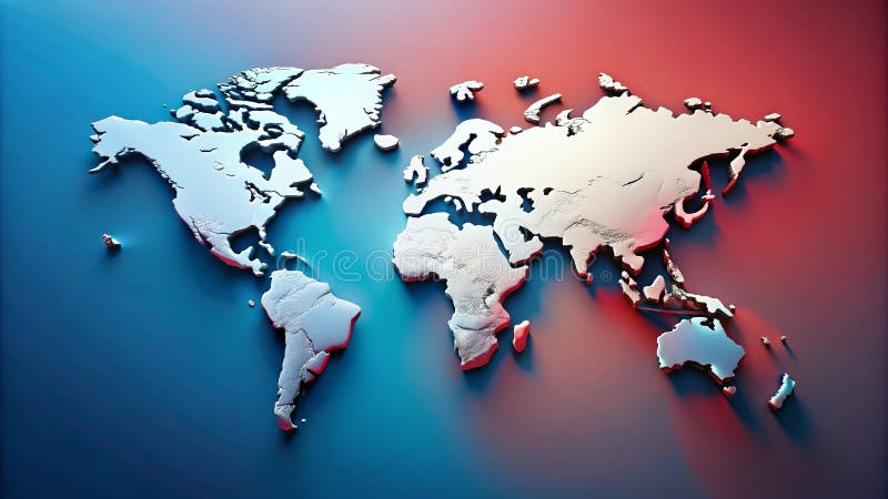 Stunning 3D World Map Visualization on a Dynamic BlueRed Gradient ...