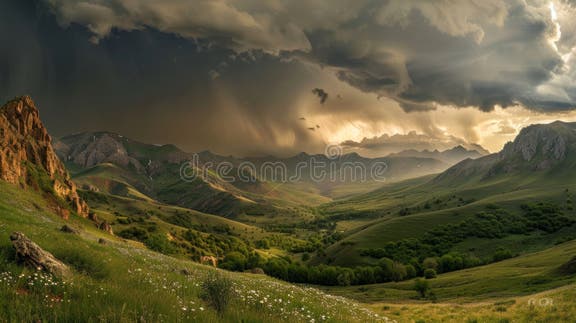 Stunning Dagestani Mountain Landscape Captured during a Thunderstorm ...