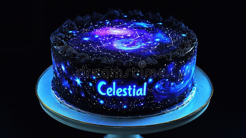Celestial Galaxy Cake with Starry Design Stock Image - Image of baking ...
