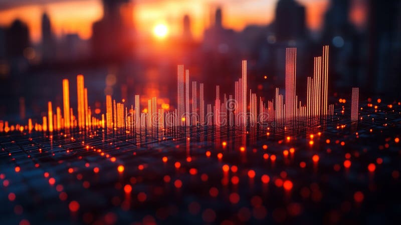 Stunning Data Visualization with Urban Sunset Background Stock ...