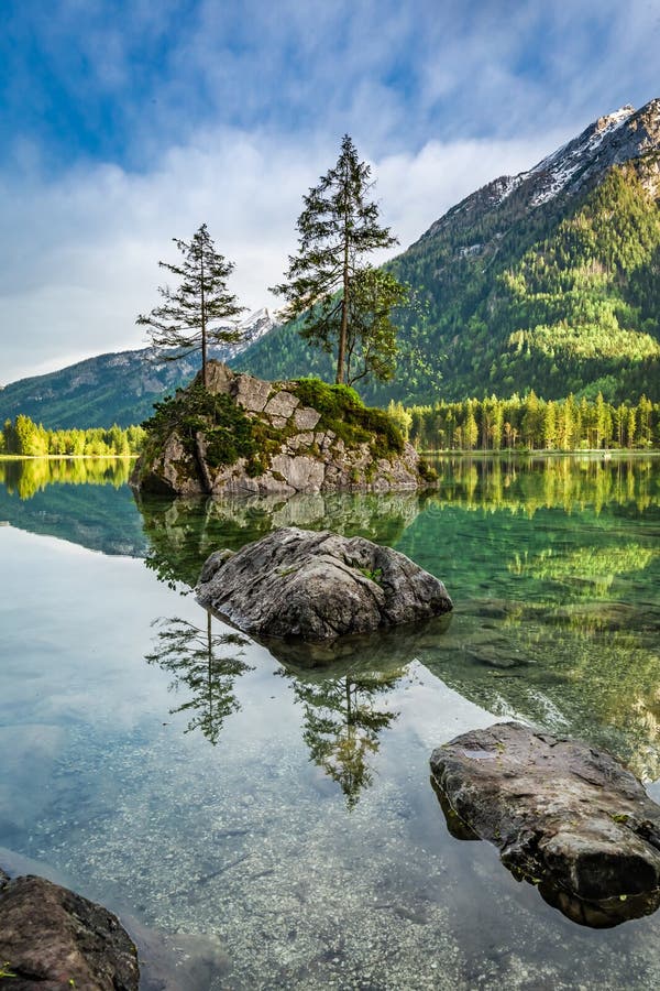Stunning Dawn at Hintersee Lake in Alps in Spring, Germany Stock Photo ...