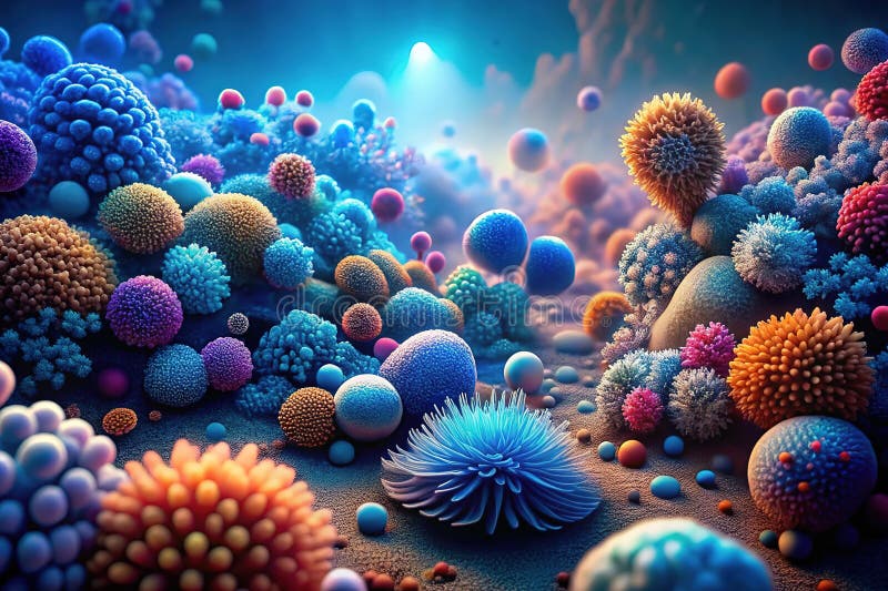 A Stunning Deep Dive into Microbial Life Detailed Fluorescent ...