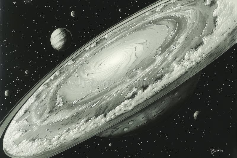 Stunning Deep Space Spiral Galaxy with Black Hole in Center, Retro ...