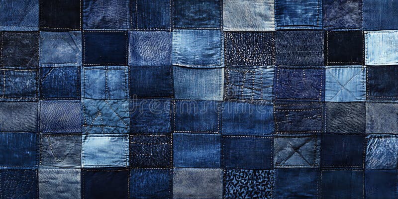 Stunning Denim Patchwork Background Blue Jean Texture Stock ...