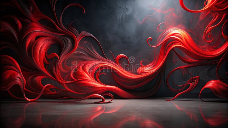 Abstract Red Swirling Forms Against a Dark Background, Creating a ...