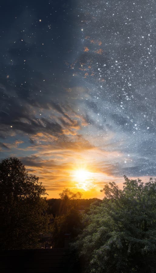 A Stunning Depiction of Day and Night Transition with Half Sunlit Sky ...
