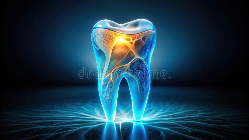 Internal Structure of a Human Tooth with Glowing Pulp. Generative AI ...