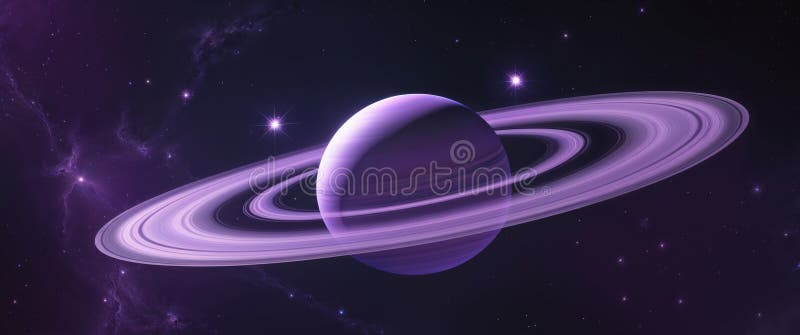 A Stunning Depiction of a Purple Planet with Rings in a Cosmic Space ...