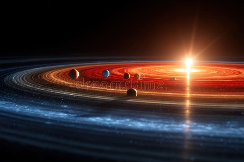 Stunning Depiction of a Solar System with Planets Orbiting a Bright ...