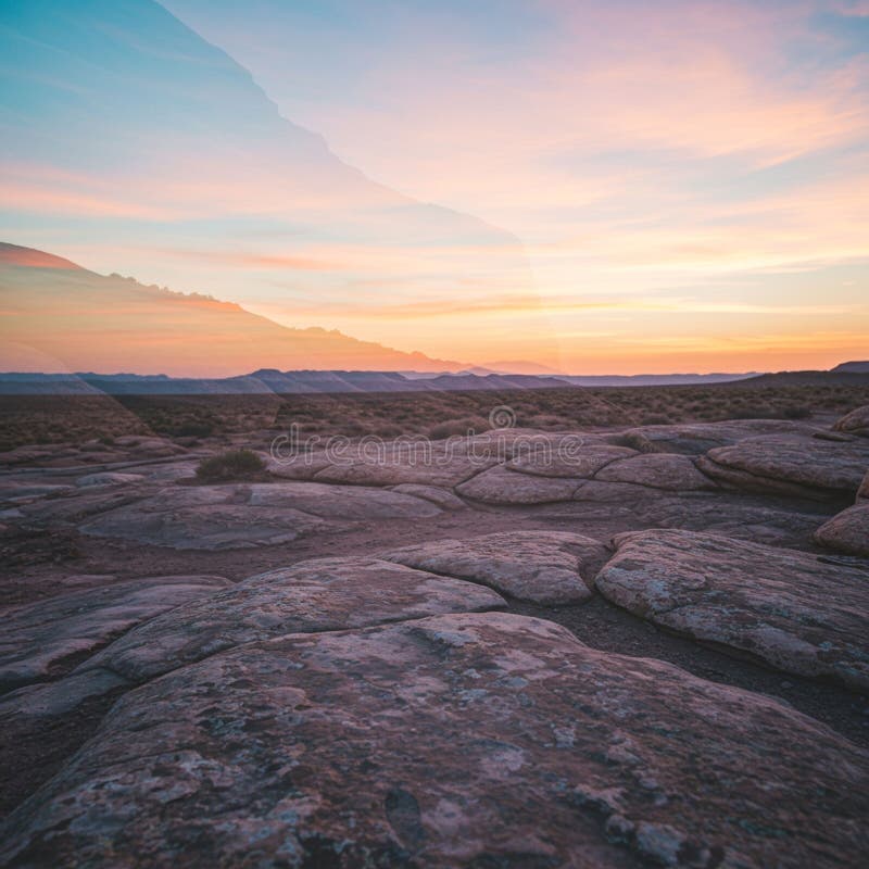 Stunning Desert Landscape at Sunset with Rugged Rock Formations in the ...