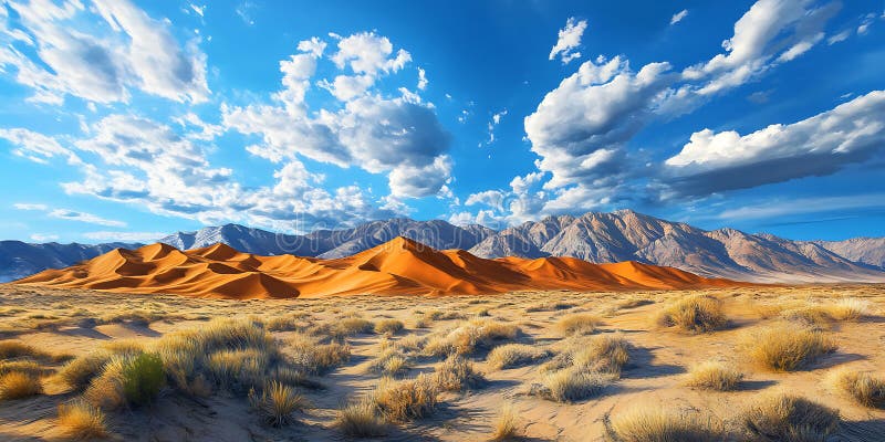 Stunning Desert Landscape Under a Vivid Blue Sky Stock Illustration ...