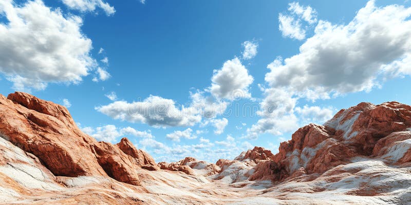 Stunning Desert Landscape Vibrant Sky and Red Rock Formations Stock Illustration - Illustration ...