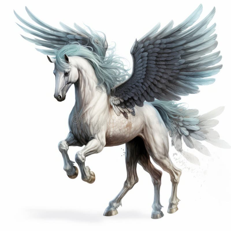 Whimsical Artgerm Style 2d Pegasus on White Isolated Background Stock ...