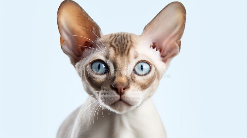 A Stunning Devon Rex Cat with a Soft Curly Coat and Striking Blue Eyes ...
