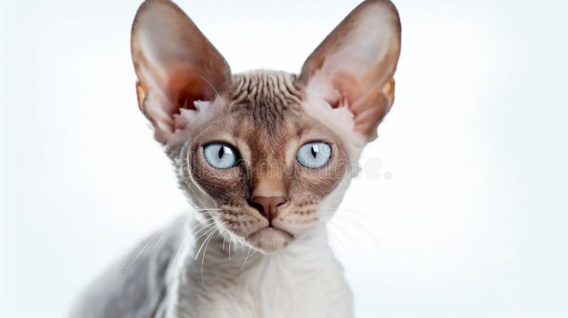 A Stunning Devon Rex Cat with a Soft Curly Coat and Striking Blue Eyes ...