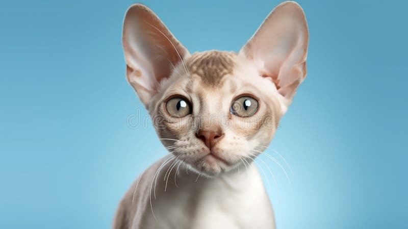 A Stunning Devon Rex Cat with a Soft Curly Coat and Striking Blue Eyes ...