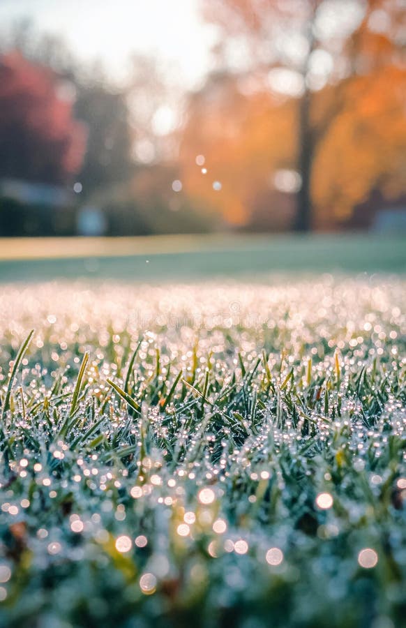 Stunning Dew Drops on Grass at Sunrise Autumn High Quality Image Stock ...