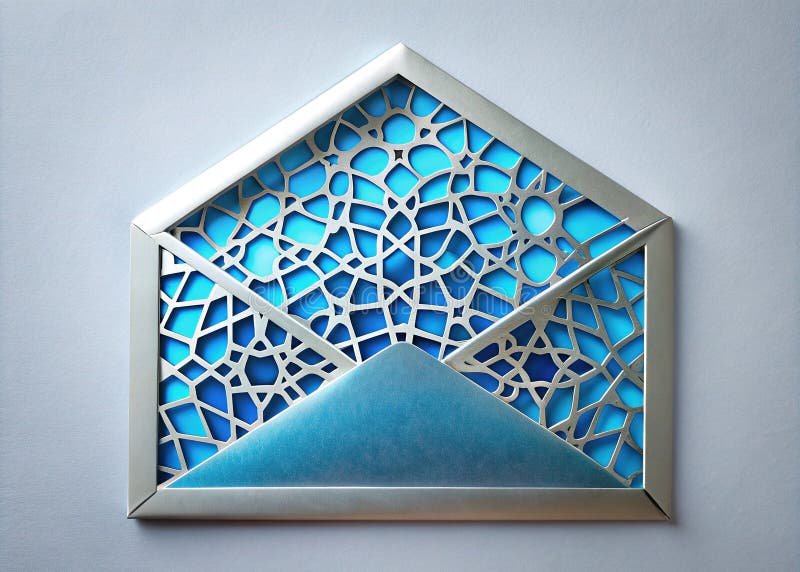 Stunning DieCut Silver Envelope with Vibrant Blue Interior Modern Stationery Design for Creative ...