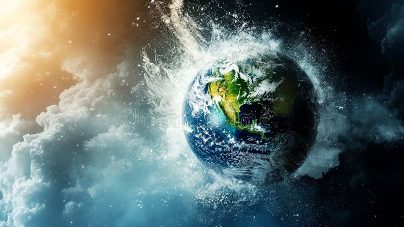 Dramatic Planet Earth Explosion Cosmic Clouds Space Digital Art ...