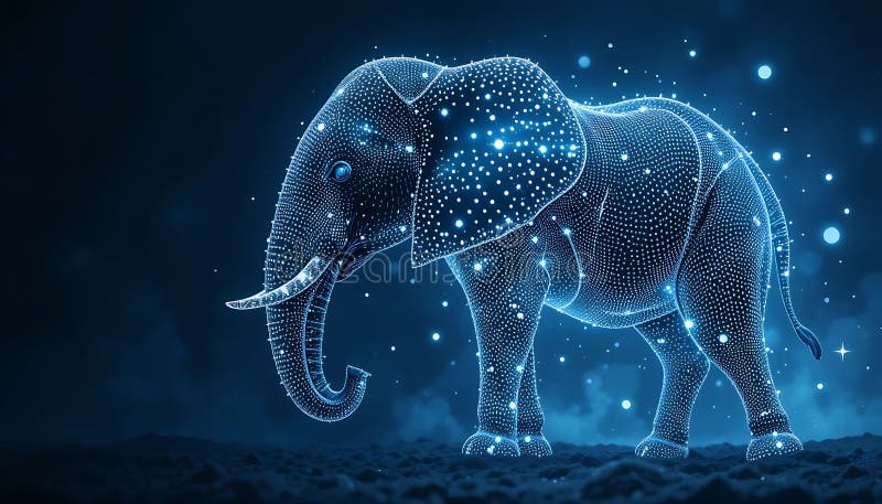Stunning Digital Art of a Glowing Elephant in the Night Stock ...
