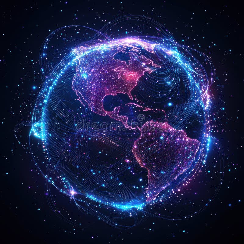 Galactic Network Visualization Global Perspective Digital Art Cosmic ...