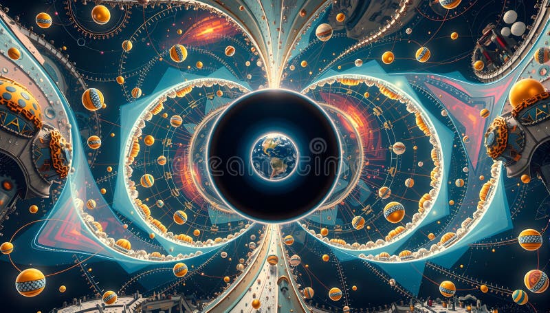 Cosmic Nexus of Parallel Worlds Stock Image - Image of spheres ...