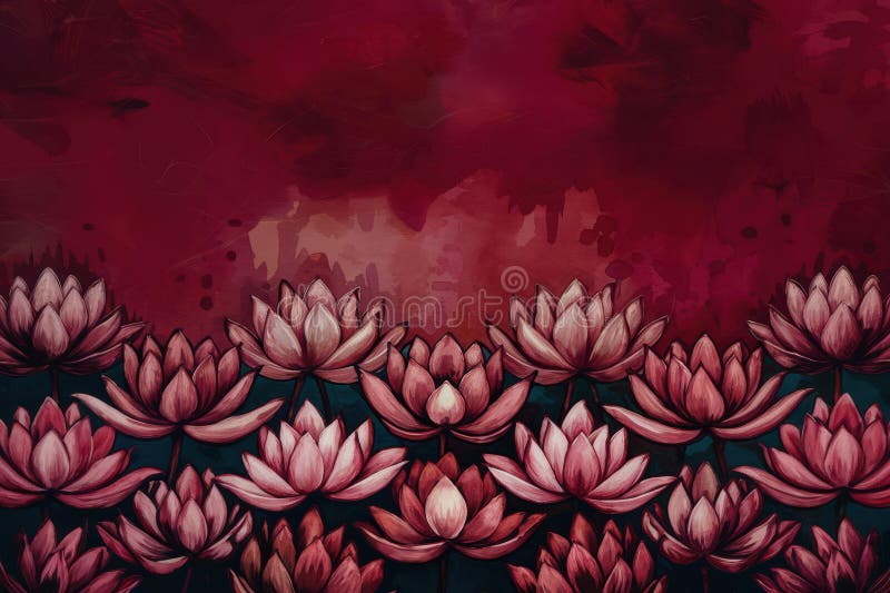 Vibrant Pink Lotus Flowers Dark Red Background - Wellness, Mindfulness ...