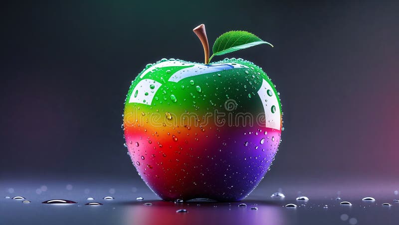 Vibrant Gradient Apple with Glossy Finish Stock Illustration ...