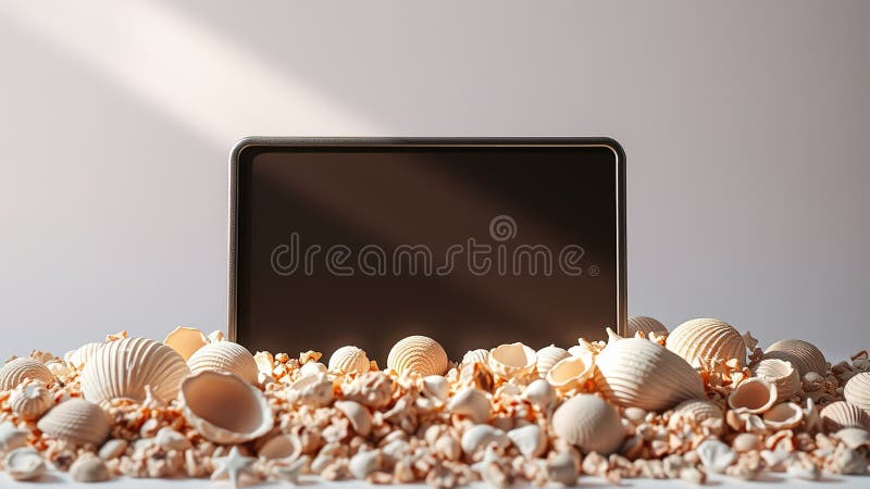 Elegant Seashell Screen Wallpaper Mockup Angled Light Champagne and ...