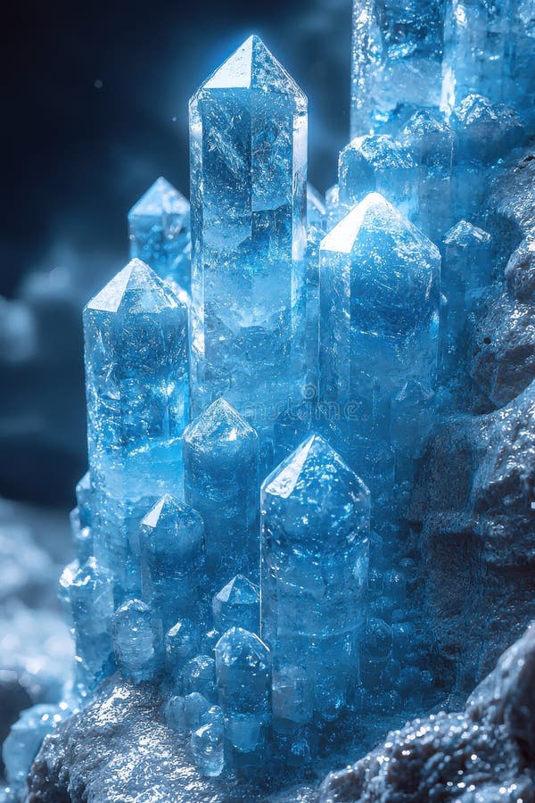 Stunning Digital Ice Cave Featuring Glowing Blue Crystals that Pulse ...