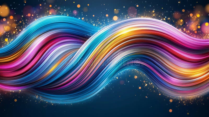 A Stunning Digital Illustration of Rainbow Waves in an Abstract 3D ...