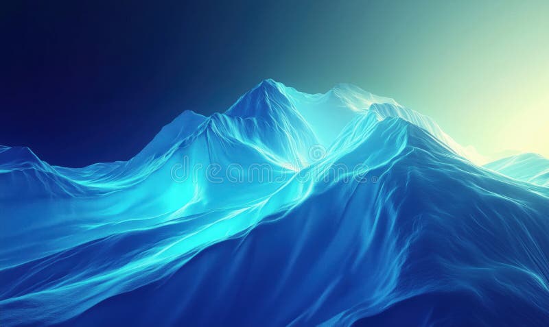 Stunning Digital Landscape of Illuminated Blue Mountains with Smooth ...