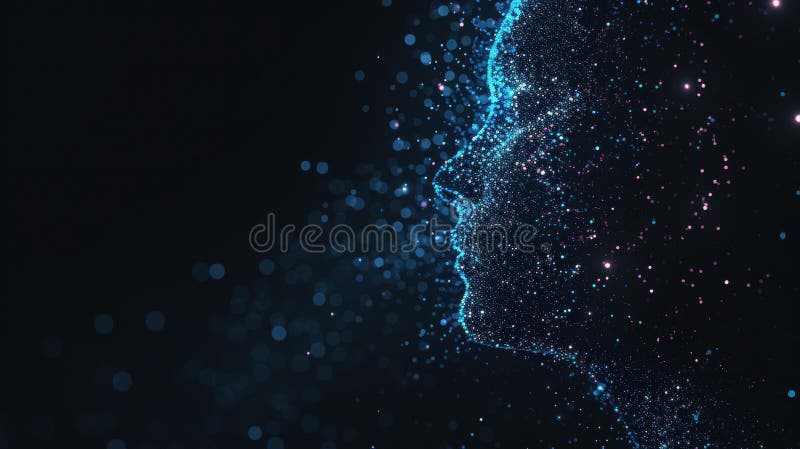 A Stunning Digital Profile of a Human Head Formed by Particles in Cyan ...